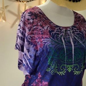 Susan Lawrence | Tops | Susan Lawrence Kimono Sleeve Mixed Print Knit ...